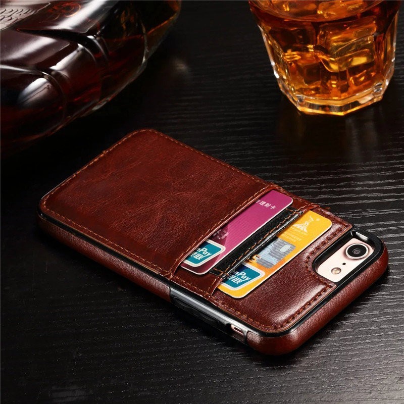 for iPhone 7 or 7+ PLUS - PU Leather Credit Cards Slot Holder Wallet ...