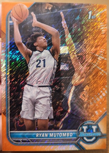 RYAN MUTOMBO 2021-22 BOWMAN UNIVERSITY 1ST CHROME RC ORANGE SHIMMER 9/ ...