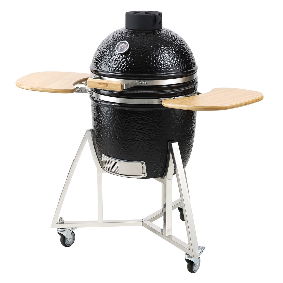18" Ceramic Barbecue Grill Smoker Portable Round Outdoor Grill for ...