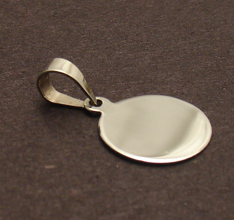 12mm 1/2" Engravable Reversible Disc Charm Pendant Real Solid 14K White ...