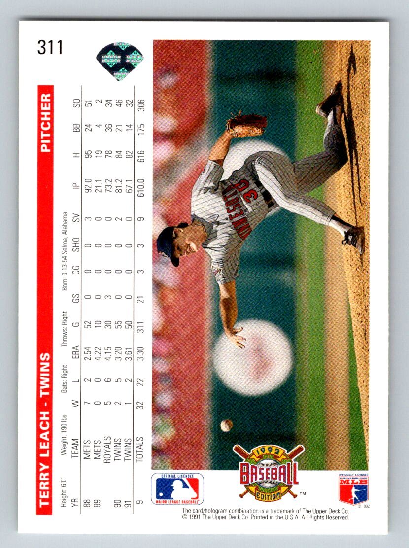 1992 Upper Deck - #311 Terry Leach for sale online | eBay