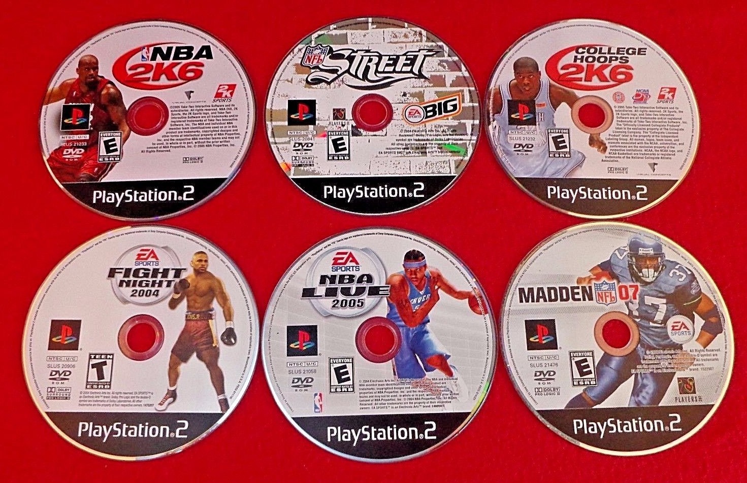Lot of 6 Playstation 2 Sport Games NBA 2K6 NFL Street Madden 07 Fight ...