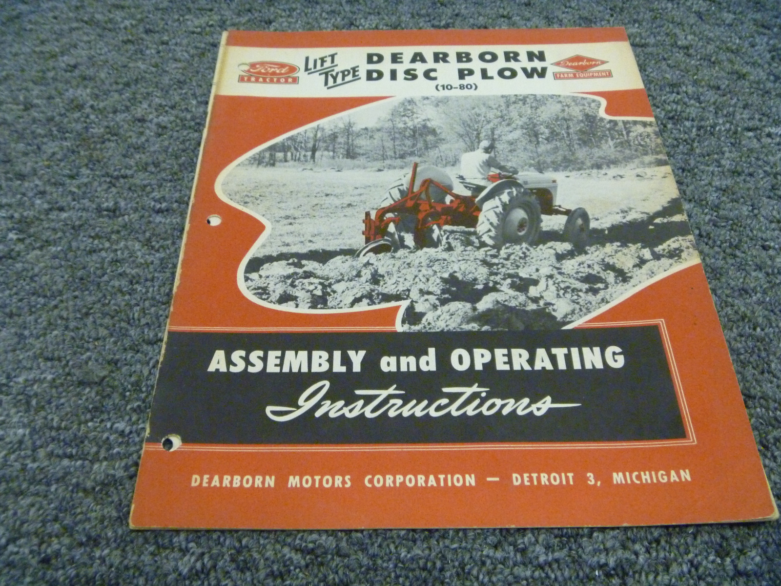 Ford Dearborn Lift Type Disc Plow Assembly Owner Operator Manual User ...