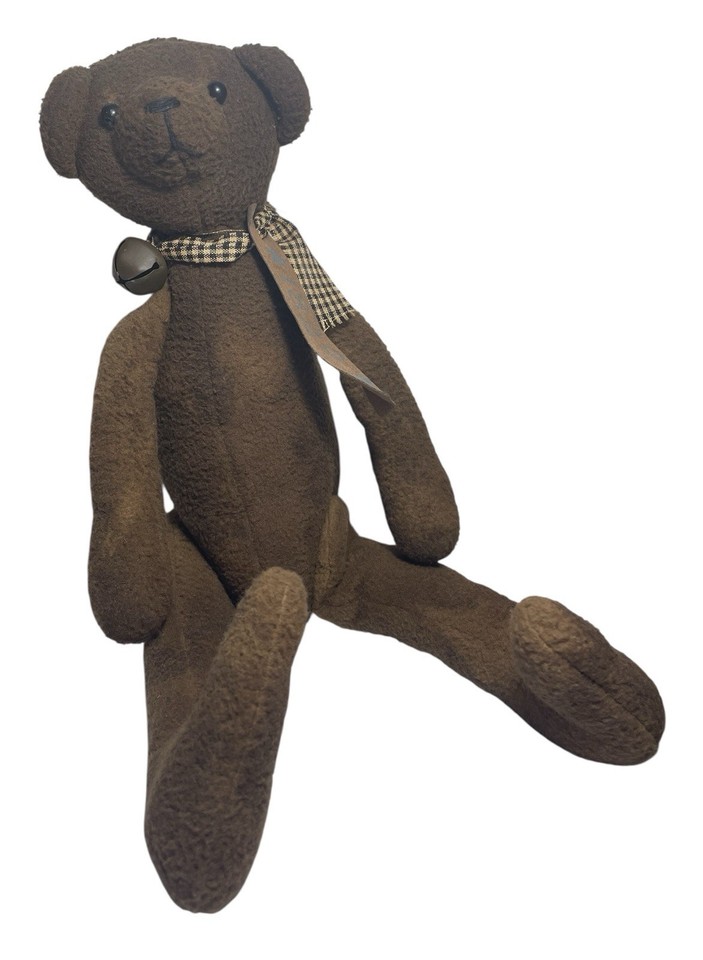 Rustic Teddy Bear 16" Grungy Handmade Antique Style Repro Dark Brown ...