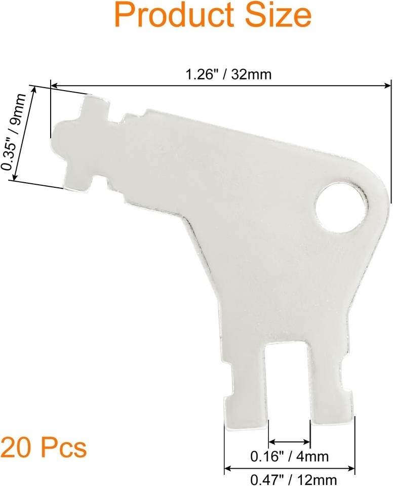 20 Pcs Toilet Paper Towel Dispenser Keys, Universal 50504 Key Metal ...