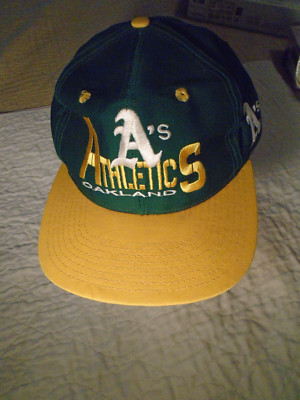Vintage Oakland Athletics Clark Snapback Hat Cap Green Yellow Front Row ...
