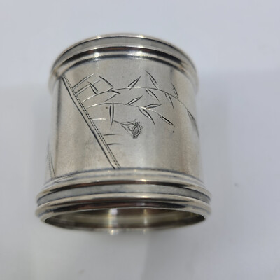 Victorian Coin Silver Napkin Ring Flora Engraved Design NM | eBay