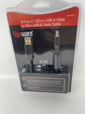 Gigaware - 6 Foot USB-A Male to Mini USB-B Male Cable - PC/MAC - USB | eBay