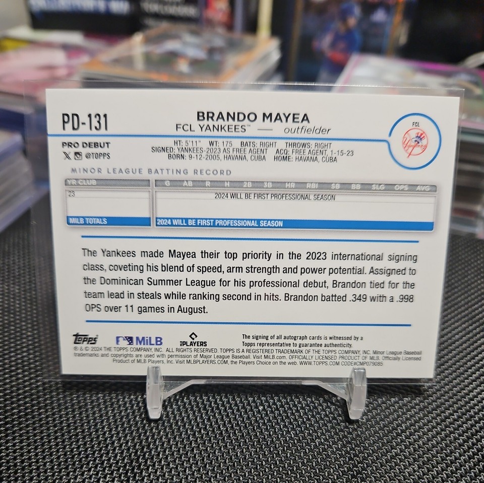 2024 Topps Pro Debut Brando Mayea Auto Yankees | eBay