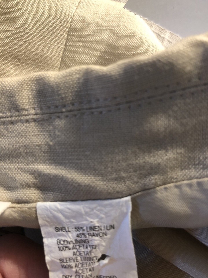 Henry Grethel Blazer Large Tan Linen Blend Suit Coat Jacket Business ...