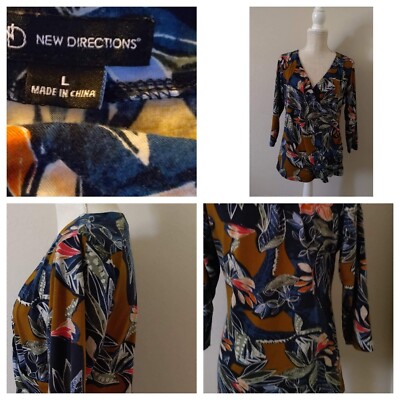 New Directions Women's 3/4 Sleeve Blouse Size L | eBay
