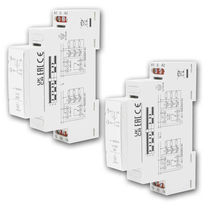 Installationsrelais mit Selbsthaltung 24V / 230V 16A, Relais für DIN ...