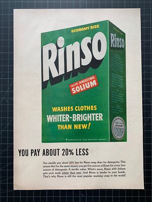 Vintage 1950s Rinso Detergent Print Ad | eBay