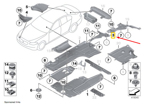 NEW OEM BMW 5 F10 UNDERFLOOR COATING LEFT TANK COVERING 51757312831 ...