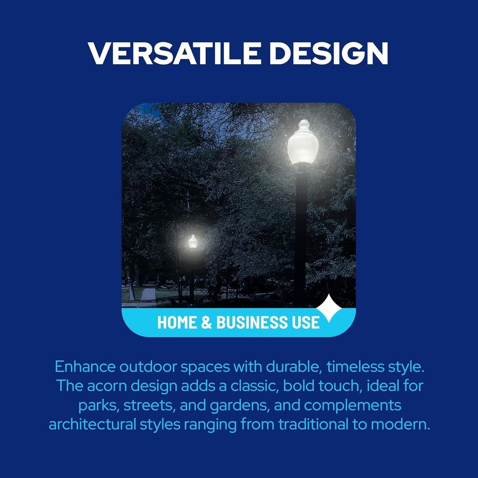 KastLite 88066-CL-8F Polycarbonate Clear Acorn Post Light Globe 26" x ...