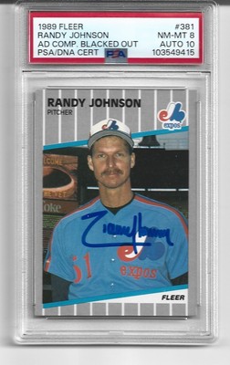 RANDY JOHNSON, AUTOGRAPHED ROOKIE CARD 1989 FLEER #381, PSA GRADED GEM ...