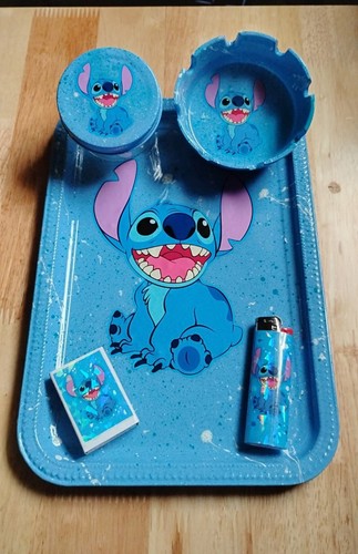 Stitch Rolling Tray Set – 5pc Handmade Resin Blue– Disney Lilo & Stitch ...