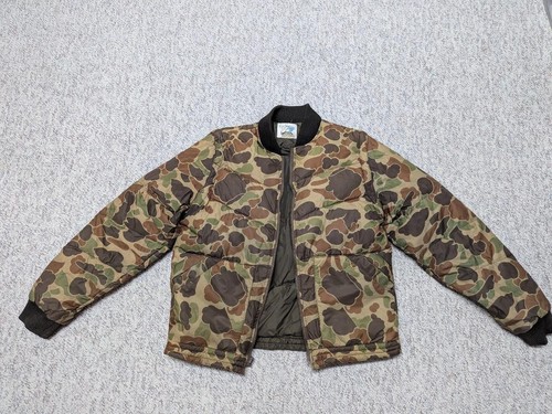 vintage 1980s puffer jacket GOOSE DOWN bomber L/XL hunting FROGSKIN ...