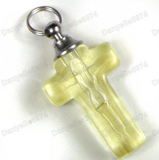 SCREW perfume GLASS VIALS crucifix CROSS BOTTLE vial PENDANT crystal ...