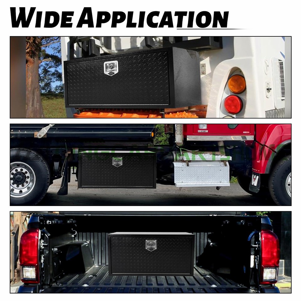 36x18x18 in Black Steel Underbody Truck Tool Box For RV Pick Up Trailer ...