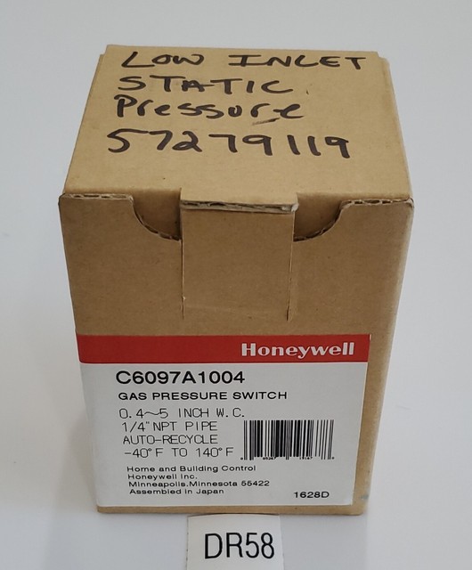 Honeywell C6097 Gas or Air Pressure Switch C6097A1004 for sale online ...