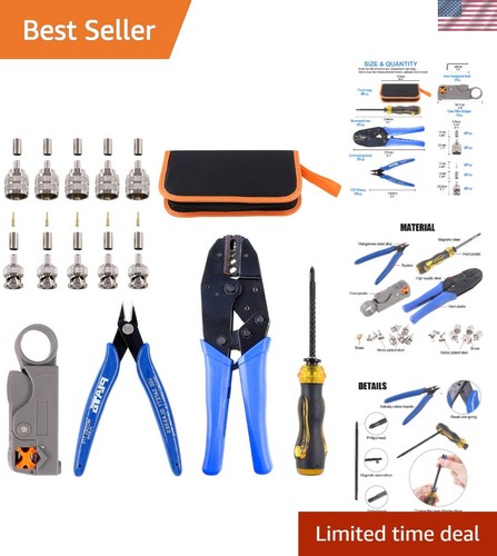 Coaxial Cable Tool Set, Coax RF Connector Crimping Tool + Coaxial Cable ...