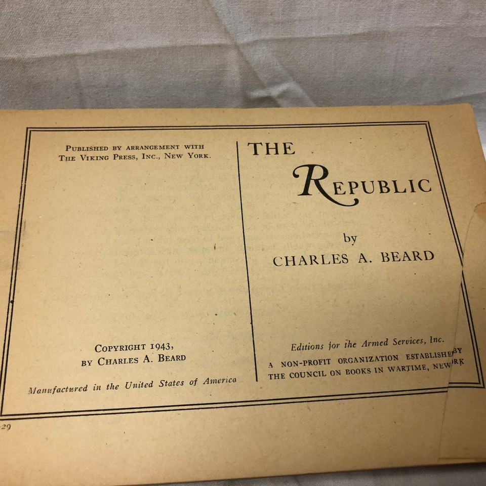 The Republic By Charles A Beard Armed Services Edition Book WWII Era ...