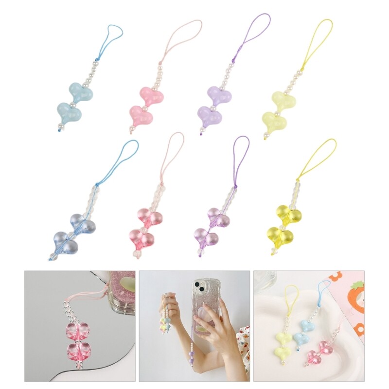 Delicate Heart Phone Charm Colorful Handmade Heart Phone Strap Acrylic ...