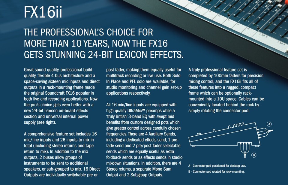 Soundcraft FX16ii Compact Recording/Live Lexicon Effects Mixer w/ 10U ...