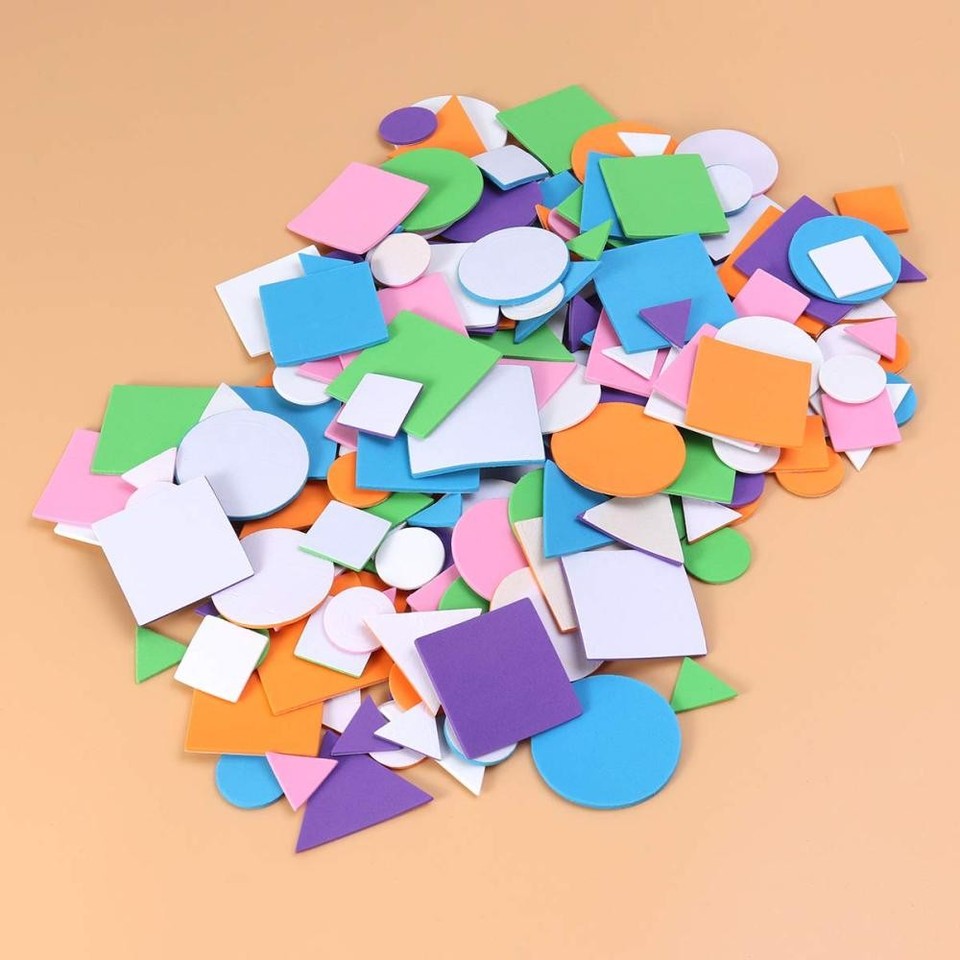 1250 Pcs in 5 Pack Colorful Geometric Shape Stickers Self Adhesive EVA ...