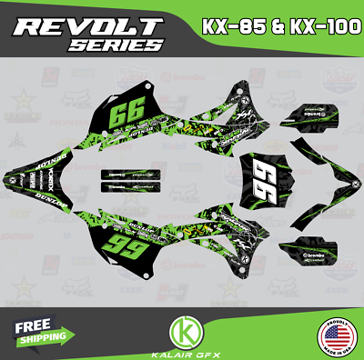 Graphics Kit for Kawasaki KX85 KX100 (2014-2021) KX 85 KX 100 REVOLT ...