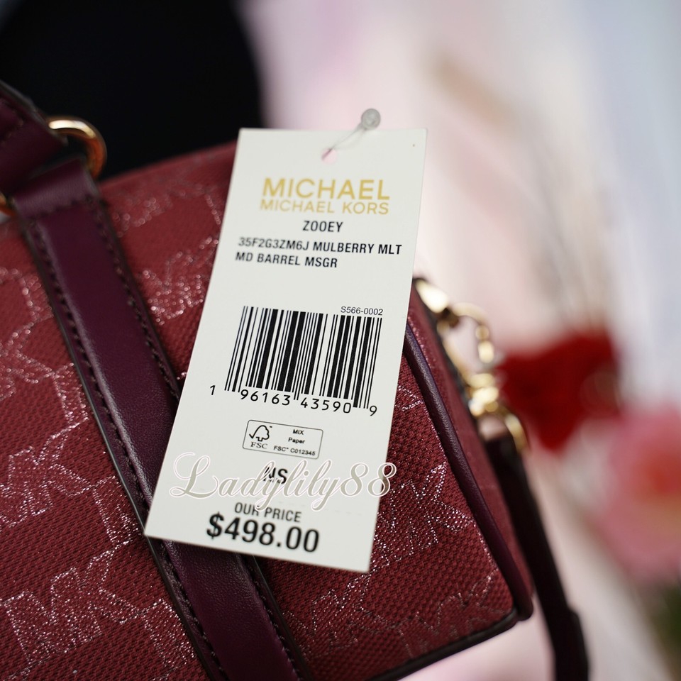 NWT MICHAEL KORS ZOOEY MEDIUM BARREL MESSENGER CROSSBODY SATCHEL ...