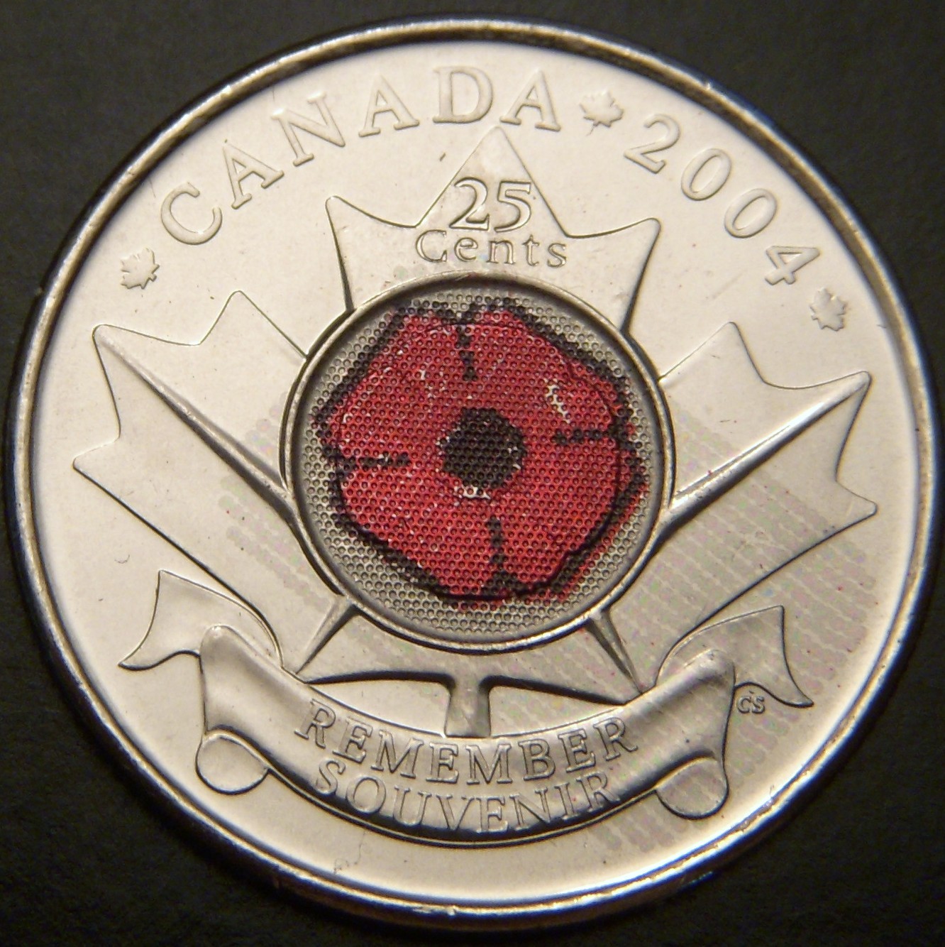 Set of 2004, 2008, 2010 Canadian Remeberance Day Coloured Quarters ...
