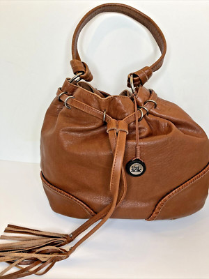 THE SAK Indio Brown Leather Hobo Bucket Drawstring Bag Handbag Purse ...