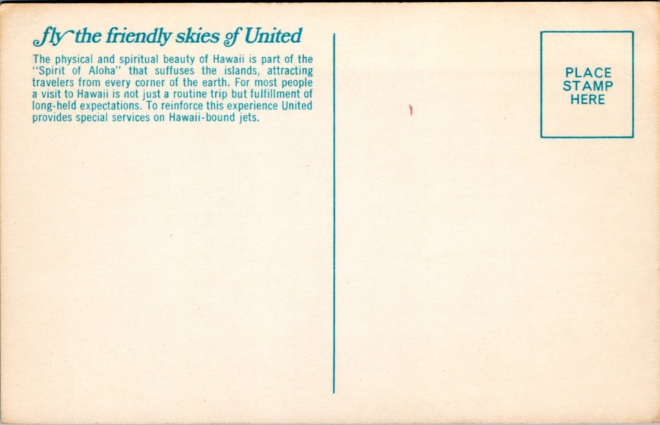 Postcard Advert United Airlines Hawaii Friendly Skies Tourists Hula ...