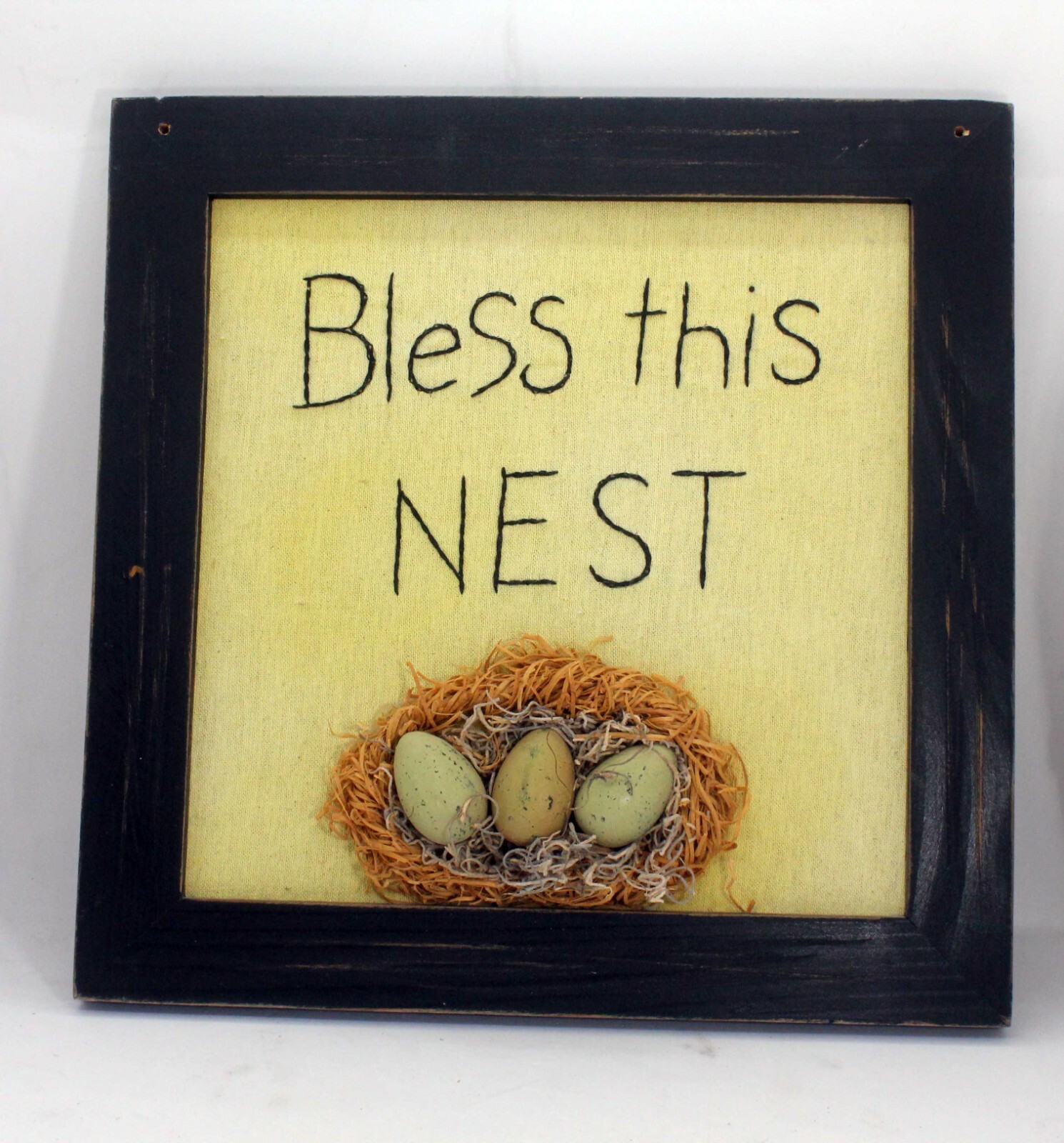 Bless This Nest Handcrafted Embroidered 3D Sign Home Décor Nest & Eggs ...