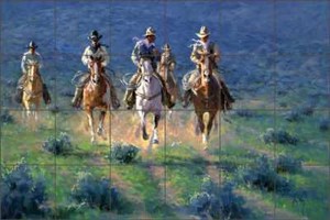 Cowboy Tile Backsplash Ceramic Mural Rey Western Southwest Art RW ...