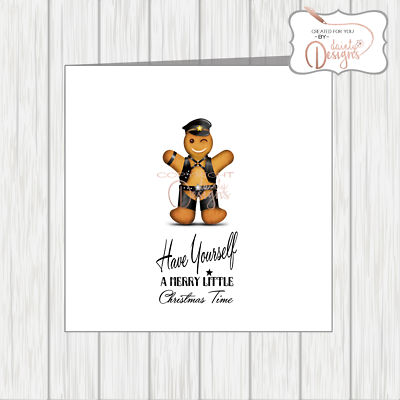 LGBT Gay Pride Christmas Cards Maledom Gingerbread Man Fetish Leathers ...