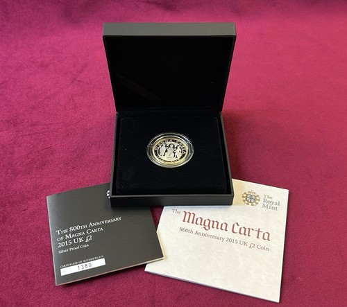 2015 Royal Mint Magna Carta £2 Two Pound Silver Proof Coin Boxed with ...