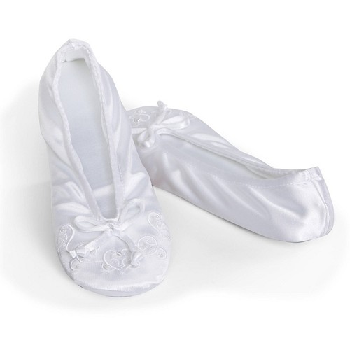 Ladies Isotoner Ballet Style House Slippers WHITE BRIDE Pearl ...