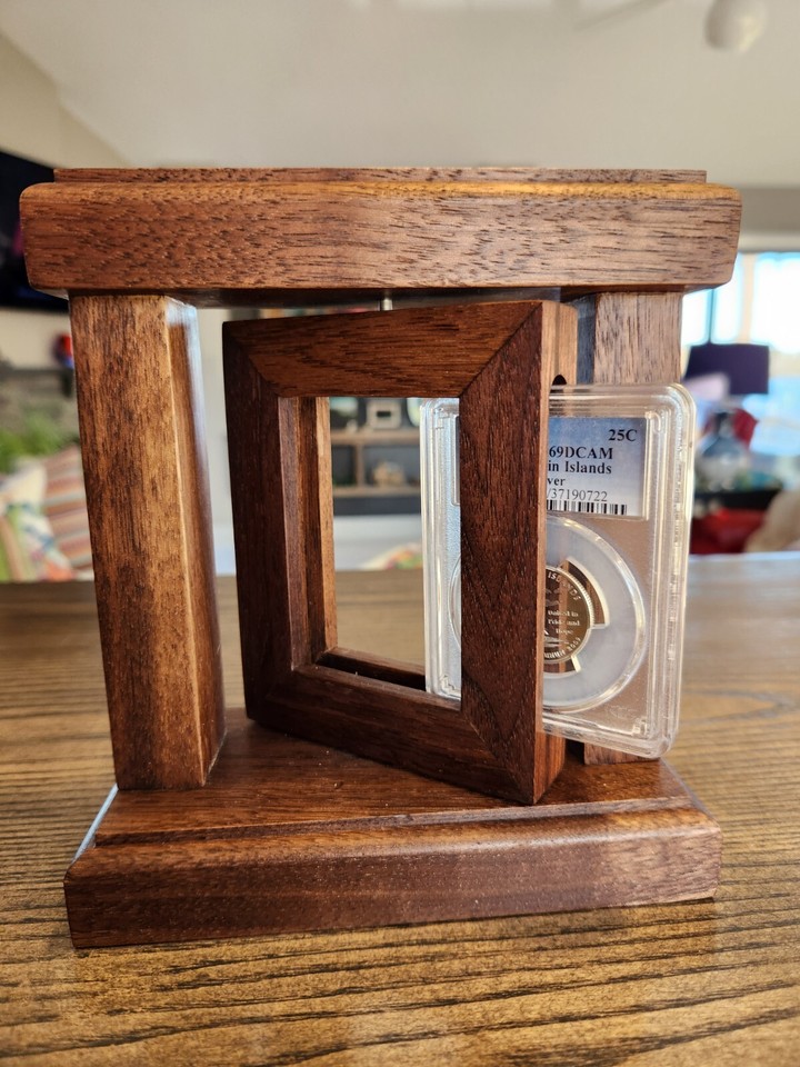 Quadruple Walnut hardwood display for certified P.C.G.S. + N.G.C ...