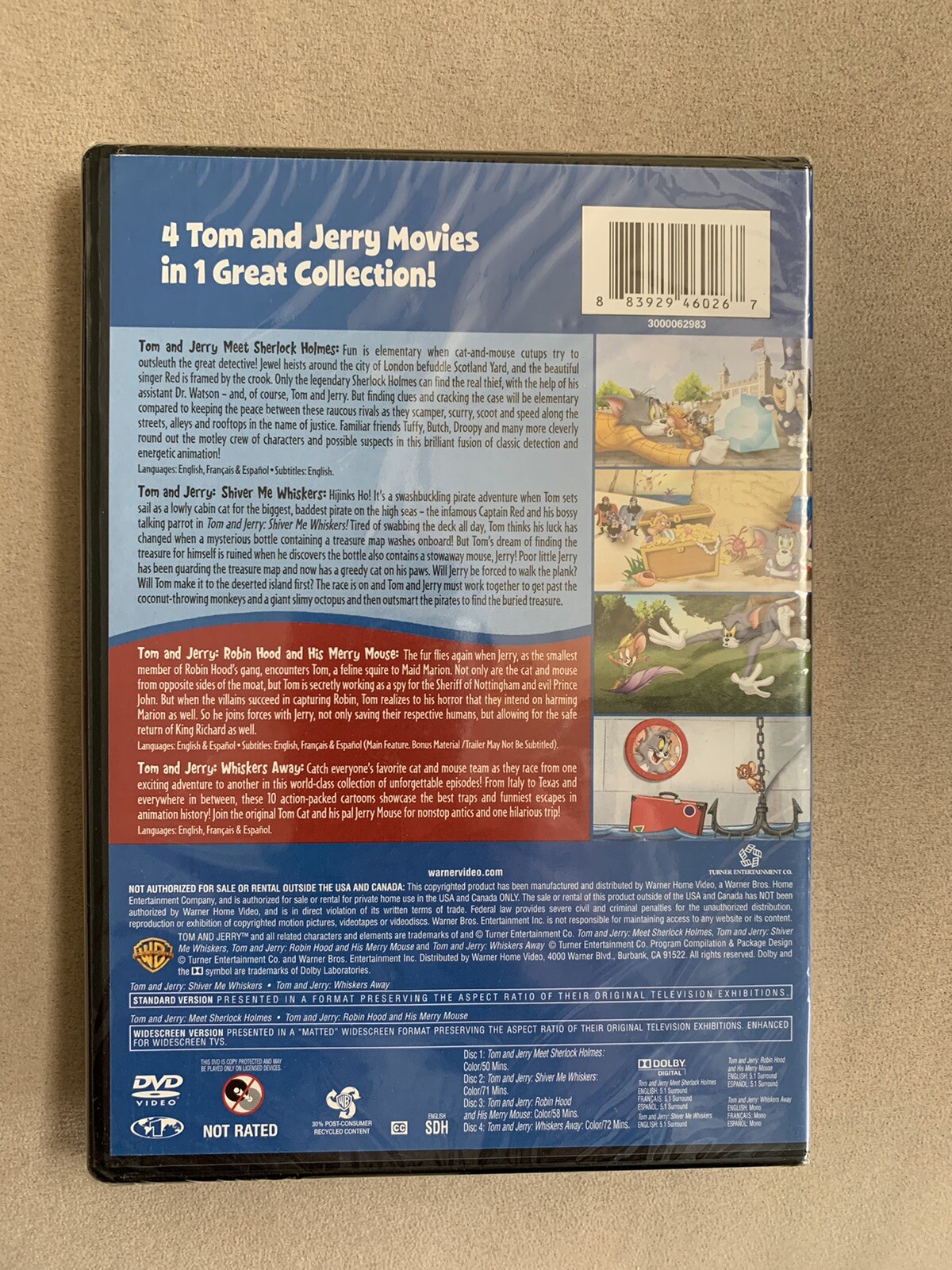 4 Kid Favorites Tom and Jerry DVD 4-Disc Set | Grelly USA