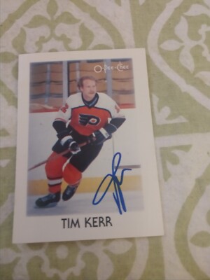 Tim Kerr Philadelphia Flyers 1988-89 OPC Autographed Hockey Card #20 w ...