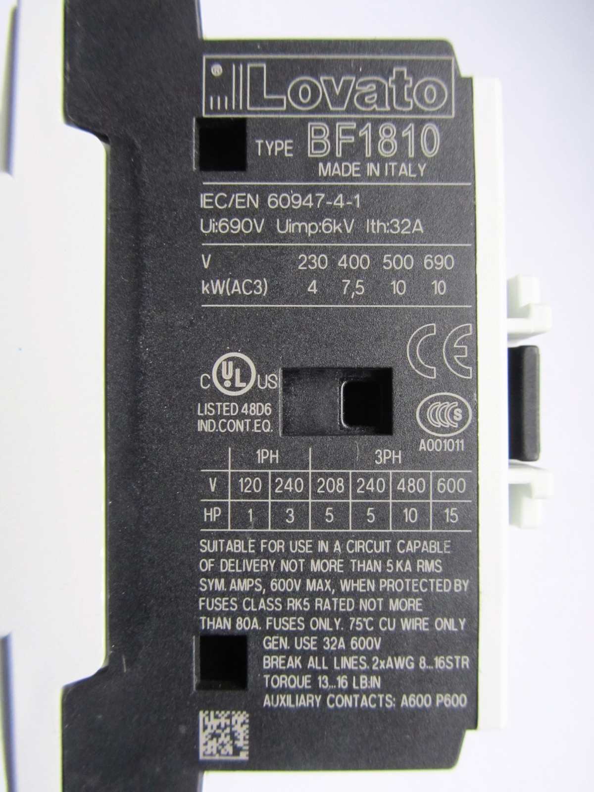 Lovato Schütz Motorschütz BF18 10D 32A 7,5KW bei 400VAC | eBay