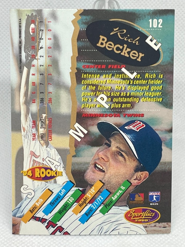 Rich Becker 1994 Sportflics 2000 '94 Rookie #102 Sample Promo Card | eBay