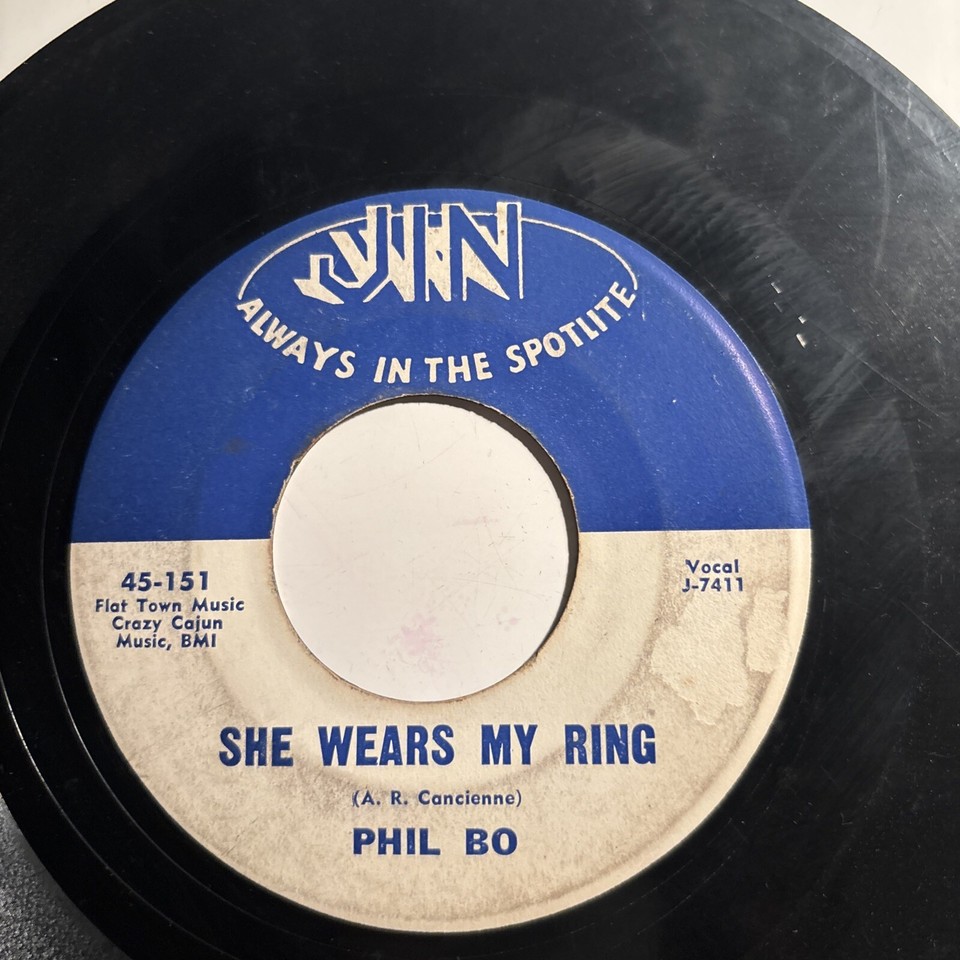 45 RPM PHIL BO SHE WEARS MY RING DONT TAKE IT SO HARD JIN RECORDS 45 ...