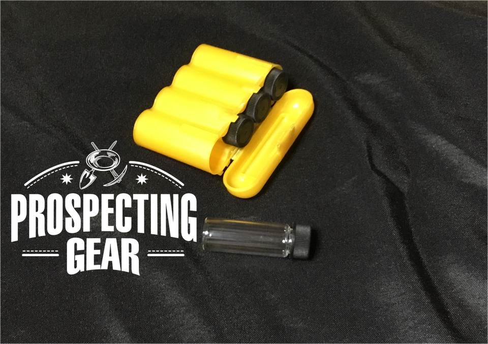 Gold Vial Vault with 4 Glass 1 oz Gold Vials - Carrying Case - Gold ...