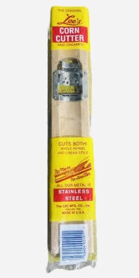 The Original LEE'S No Mess CORN CUTTER + Creamer Wood & Stainless Steel ...