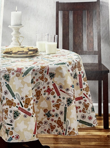 Holiday Time Christmas Gingerbread Man PEVA Vinyl Tablecloth 70” in ...