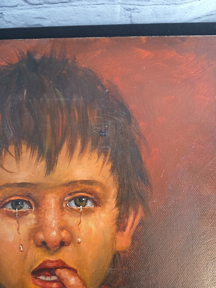Vtg Bragolin Inspired Painting Crying Boy Great Depression Canvas Art ...
